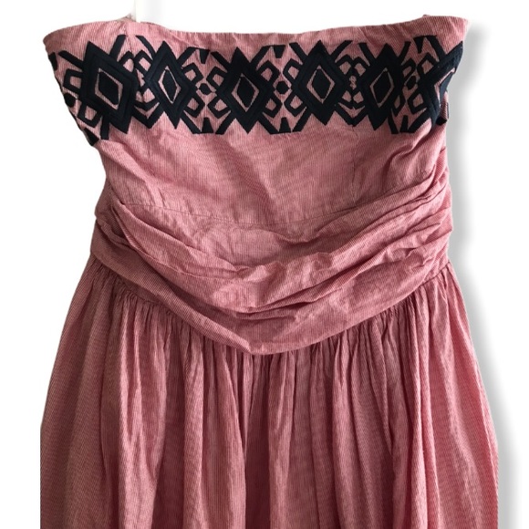 THML | Dresses | Thml Red White Pin Stripe Navy Embroidered Details ...